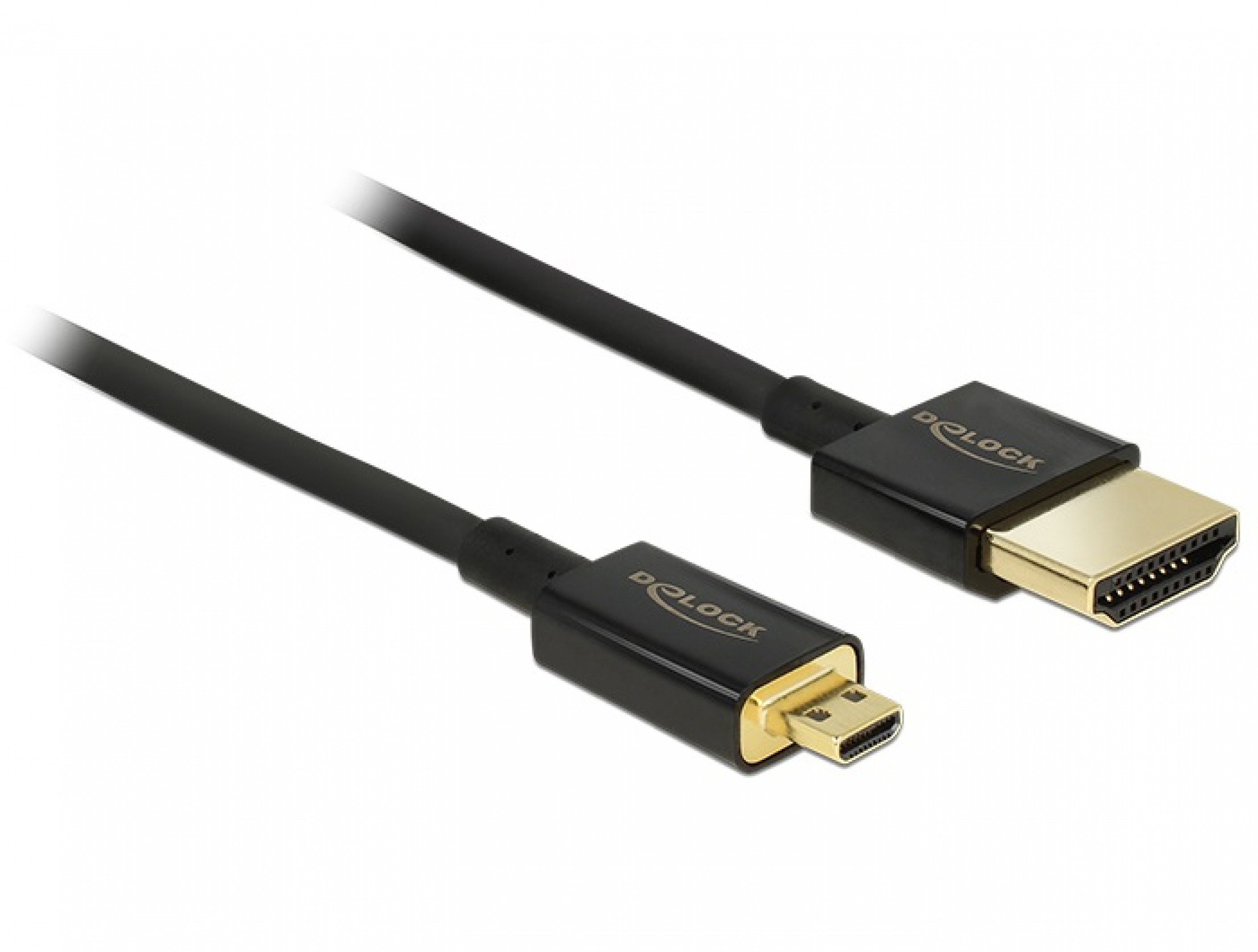 Cablu HDMI la micro HDMI-D T-T 3D 4K 2m Slim Premium, Delock 84783
