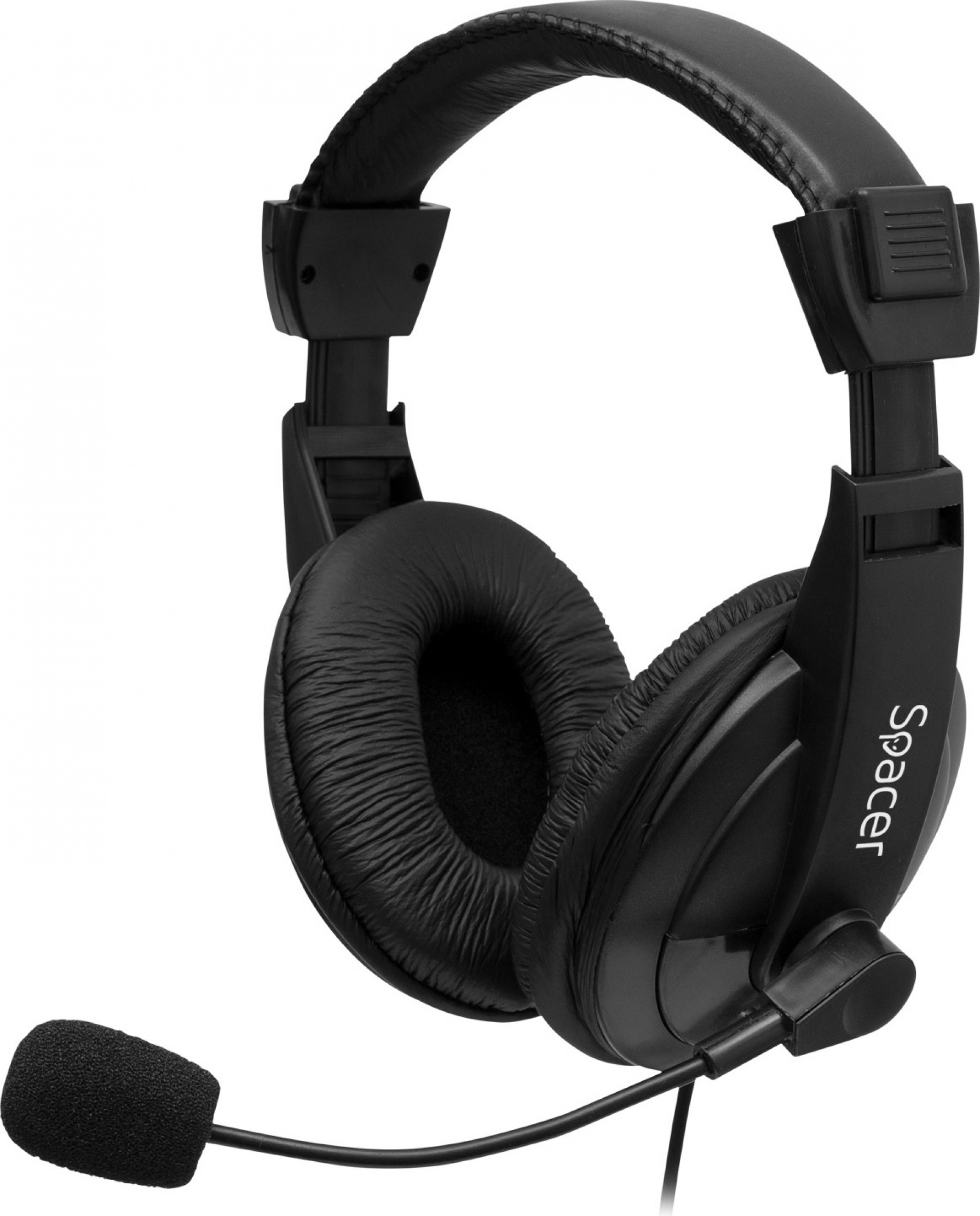 Casti externe cu microfon Negru, Spacer SPK-222-b