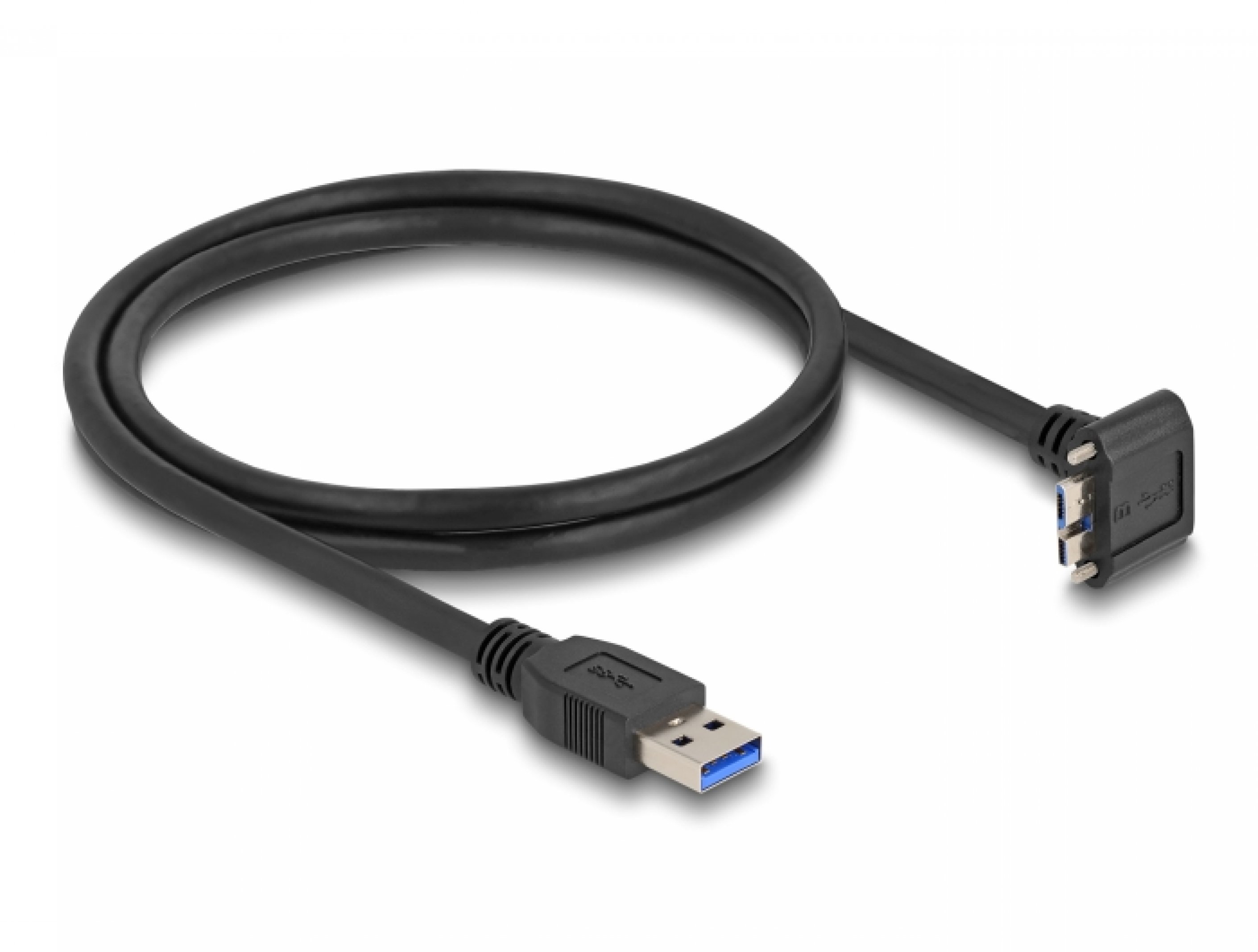 Cablu USB 3.2-A la micro USB unghi 90 grade sus + suruburi T-T 1m ...
