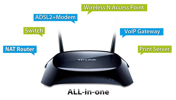 Router Wireless N 300Mbps, VoIp ADSL2+ Modem, TP-Link TD-VG3631