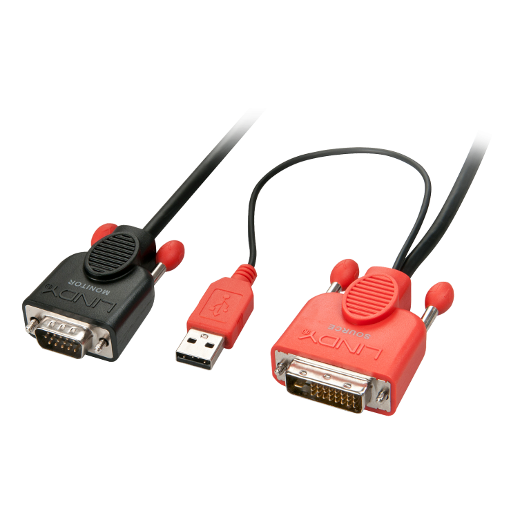 Cablu DVI-D la VGA activ 2m Negru, Lindy L41431