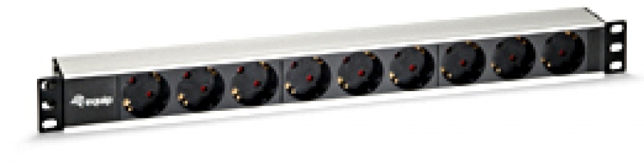 Priza cu 9 porturi Schuko pentru Rack 19" 1U aluminiu, 42515