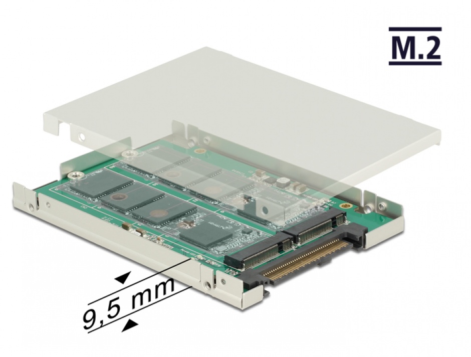 Rack extern 2.5" SATA Express la 2 x M.2 SSD 9.5 mm, Delock 62785