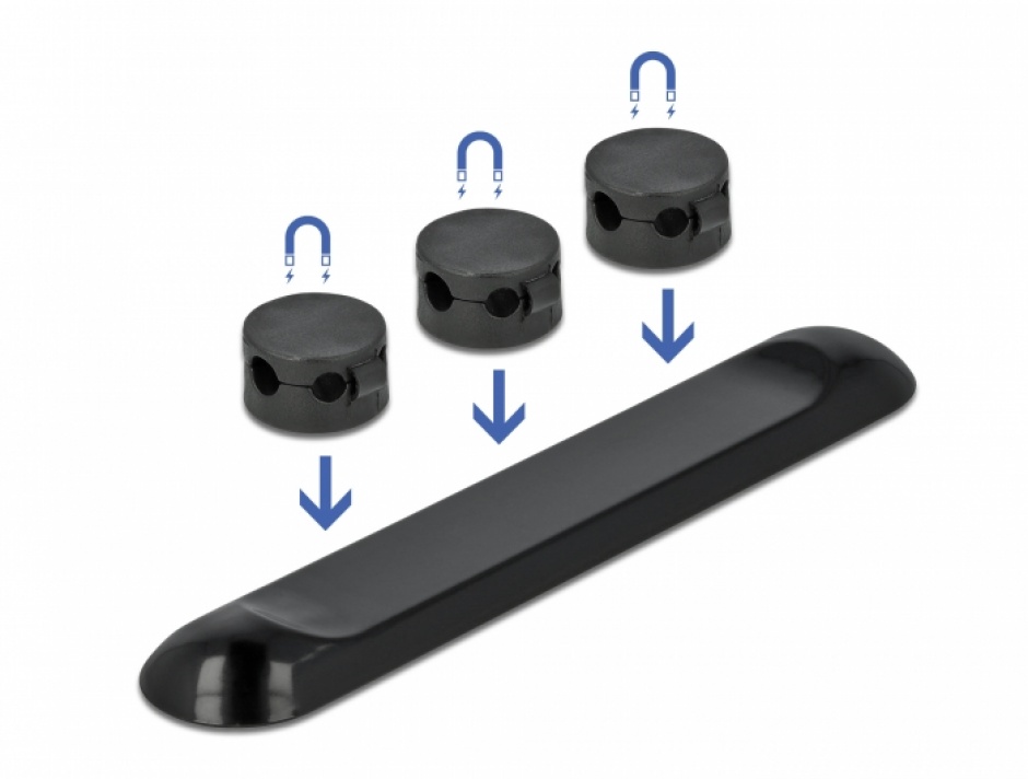 Set 3 buc clipsuri magnetice pentru organizarea cablurilor Negru ...